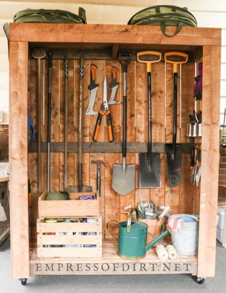 DIY Portable Garden Tool Storage Shed on Wheels (Free Building Plans)