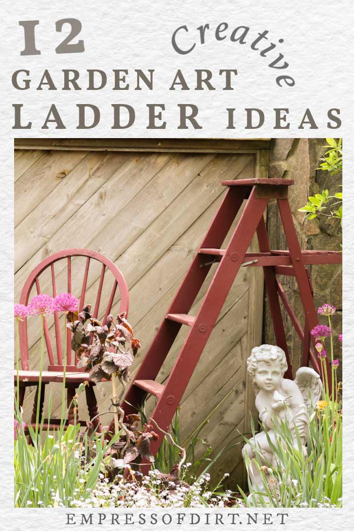 12 Creative & Rustic Garden Art Ladder Ideas