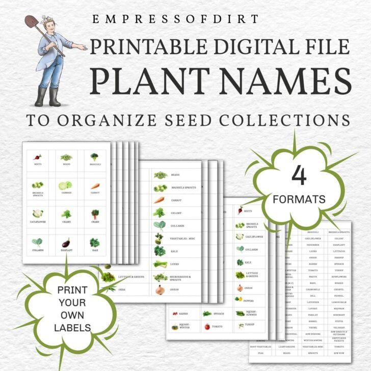 Printable Plant Name Label Files For Organizing Seeds (& More)