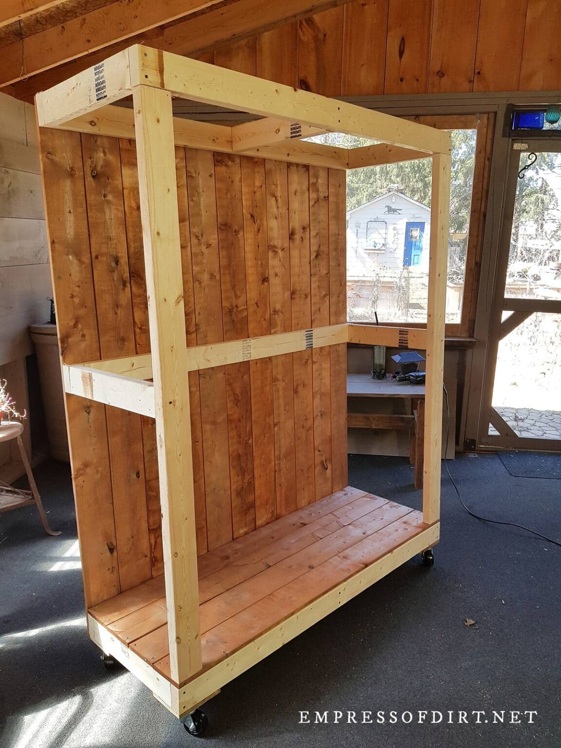 DIY Portable Garden Tool Storage Shed on Wheels (Free Plans)